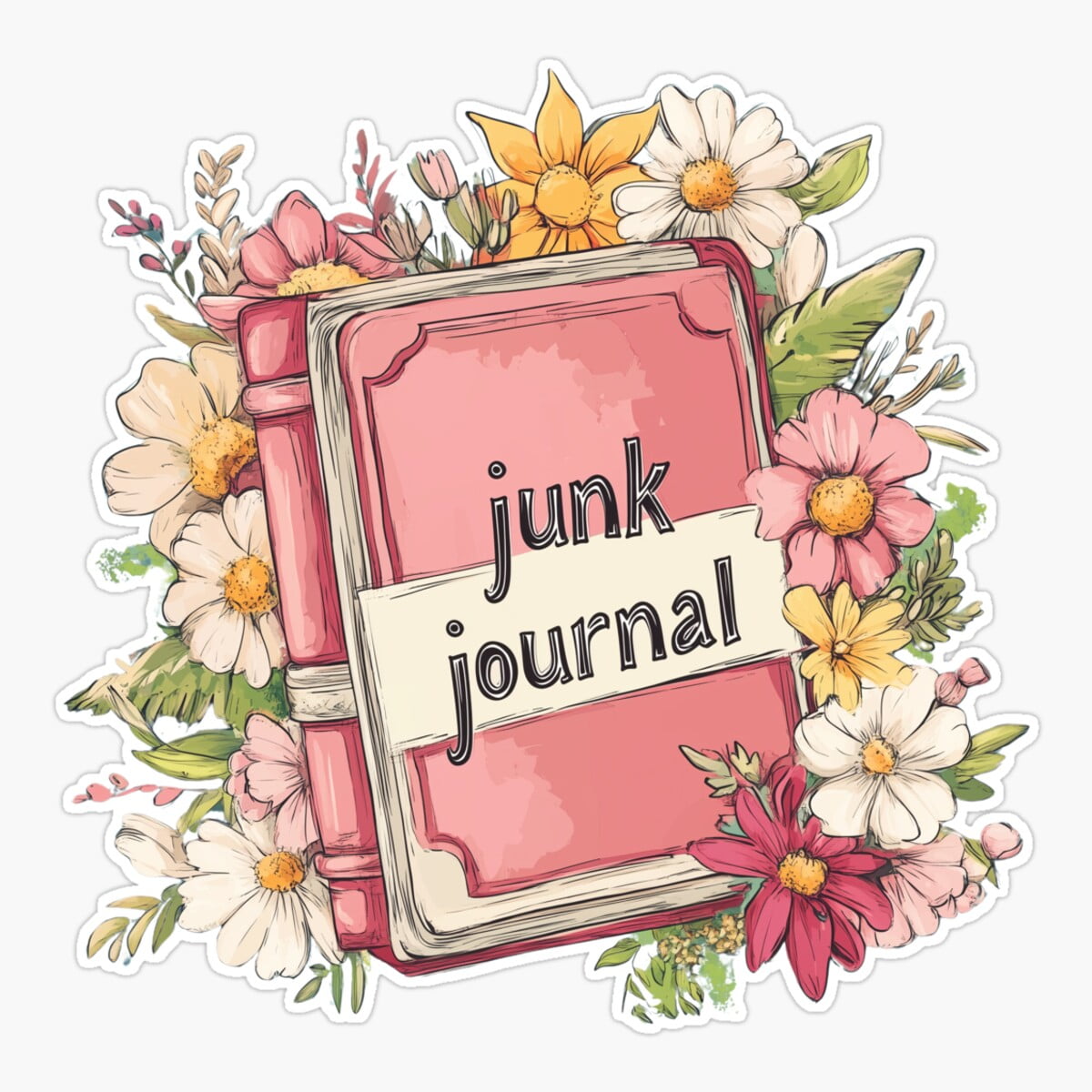 DOPASTICKER Floral Junk Journal Scrabooking Sticker, Phone Sticker Car ...