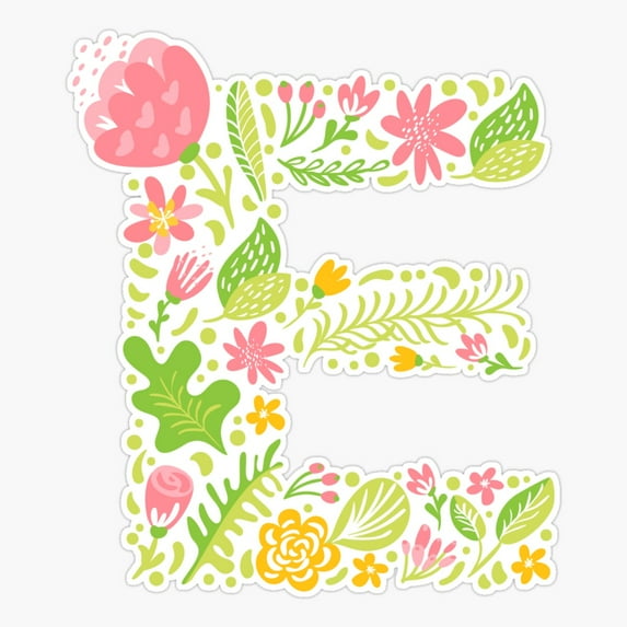 DOPASTICKER Floral Letter E Sticker, Phone Sticker Water Bottle Sticker ...