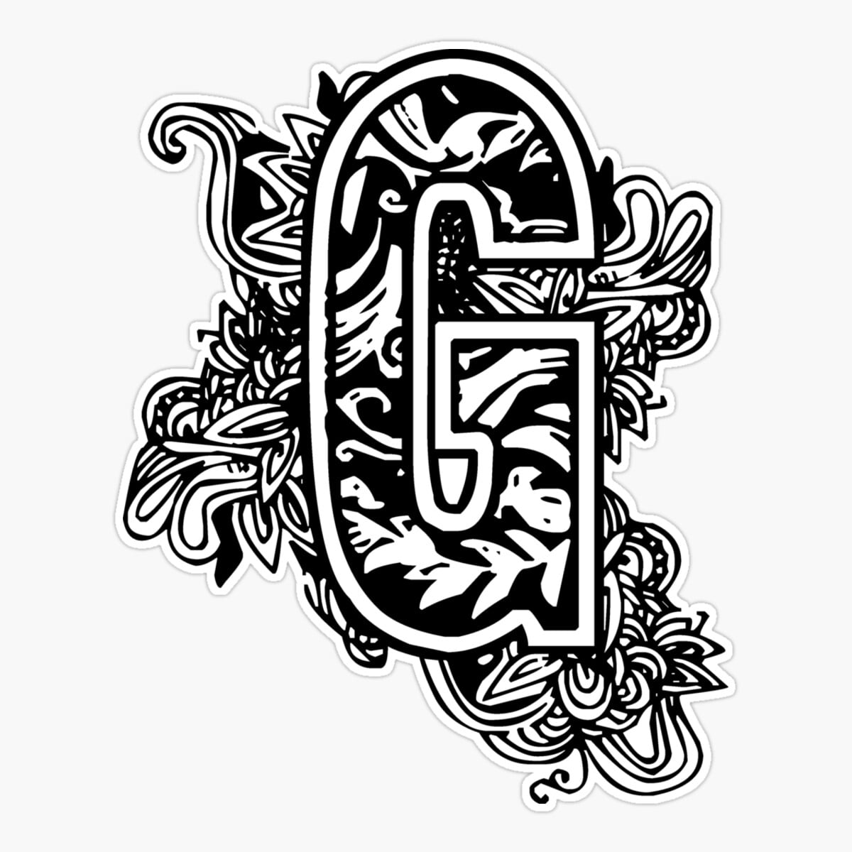 DOPASTICKER Floral Letter G Sticker, Phone Sticker Water Bottle Sticker ...