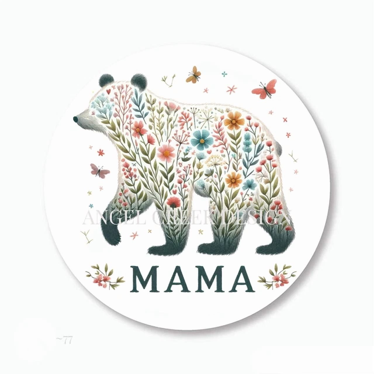 DOPASTICKER Floral Mama Bear Mother'S Day Scrapbook Stickers Phone ...