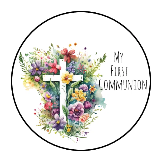 DOPASTICKER Floral My First Communion Stickers Flowers Phone Decal ...