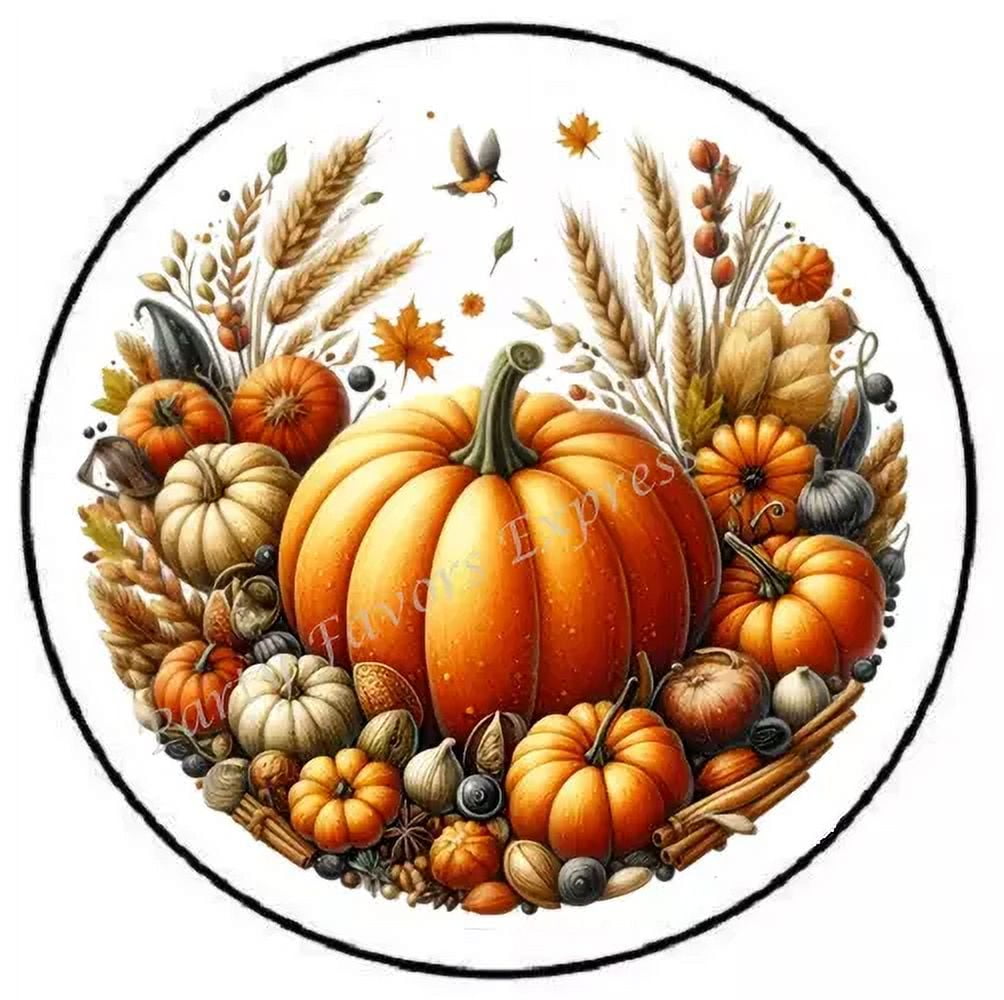 DOPASTICKER Floral Pumpkin Thanks.Giving Stickers Favors Gift You ...