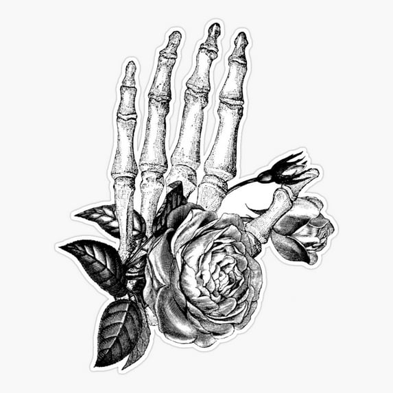 DOPASTICKER Floral Skeleton Hand Sticker, Phone Sticker Water Bottle ...