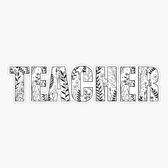 DOPASTICKER Floral Teacher Sticker, Phone Sticker Water Bottle Sticker ...