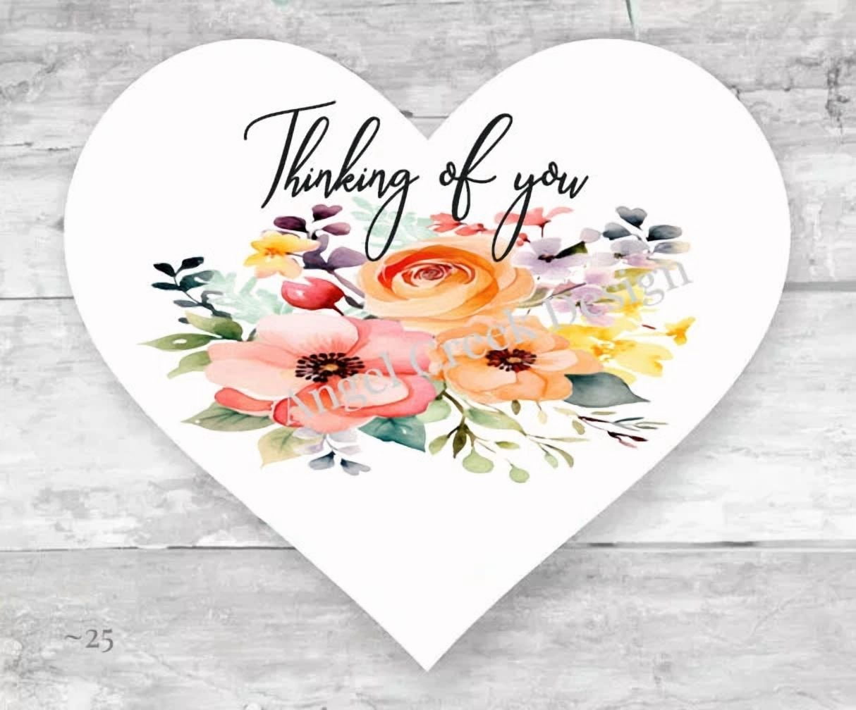 DOPASTICKER Floral Thinking Of You Heart Shaped Scrapbook Stickers ...
