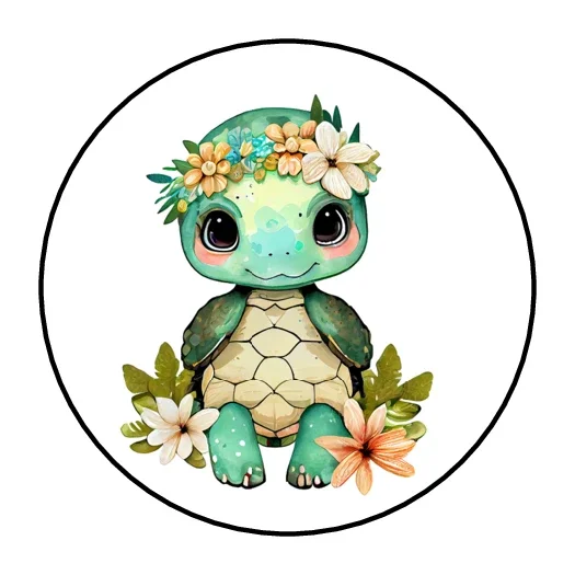 DOPASTICKER Floral Turtle Stickers Envelope Seals Labels Phone Decal ...