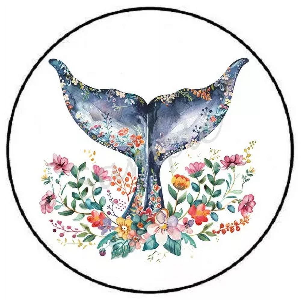 DOPASTICKER Floral Whale Tail, Phone Sticker, Latop Sticker, Lover Gift ...