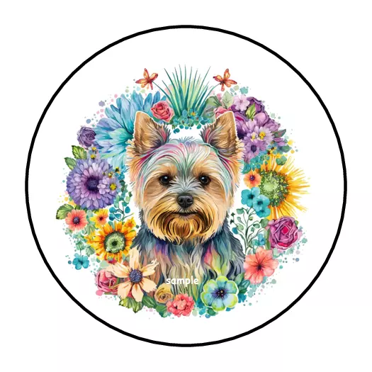 DOPASTICKER Floral Yorkie Stickers Puppies Dogs Flowers Phone Decal ...