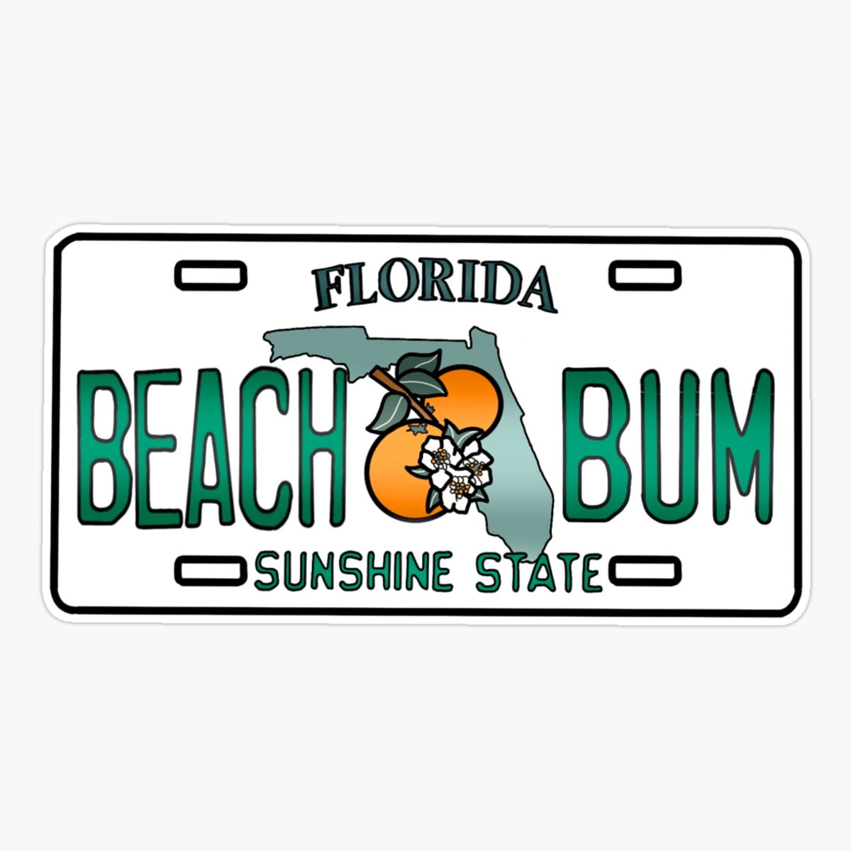 DOPASTICKER Florida Beach Bum License Plate Sticker, Phone Sticker Car ...