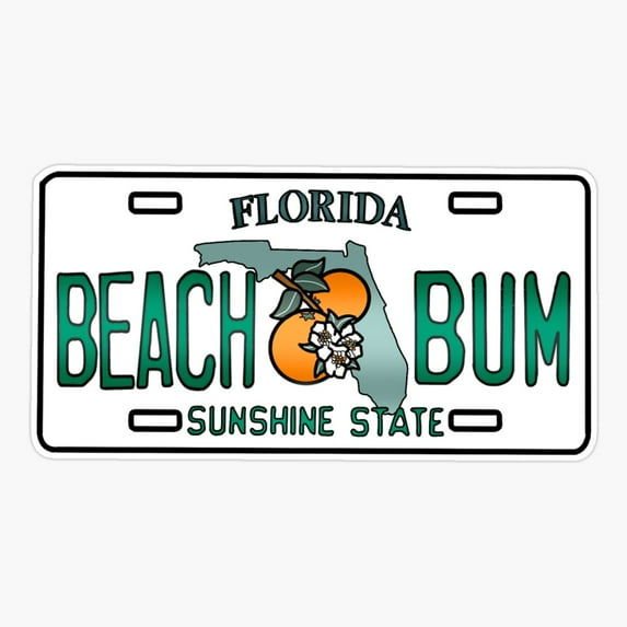 DOPASTICKER Florida Beach Bum License Plate Sticker, Phone Sticker Car ...