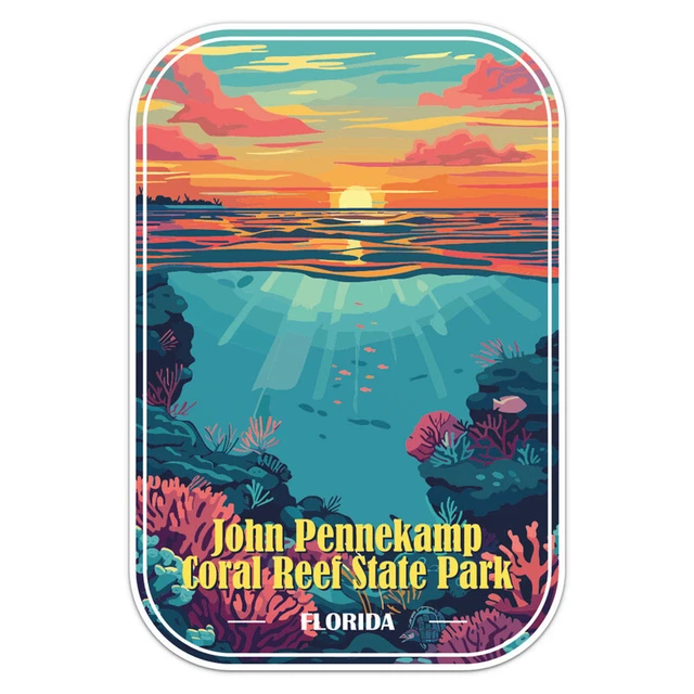 DOPASTICKER Florida John Pennekamp Coral Reef State Park Sticker Decal ...
