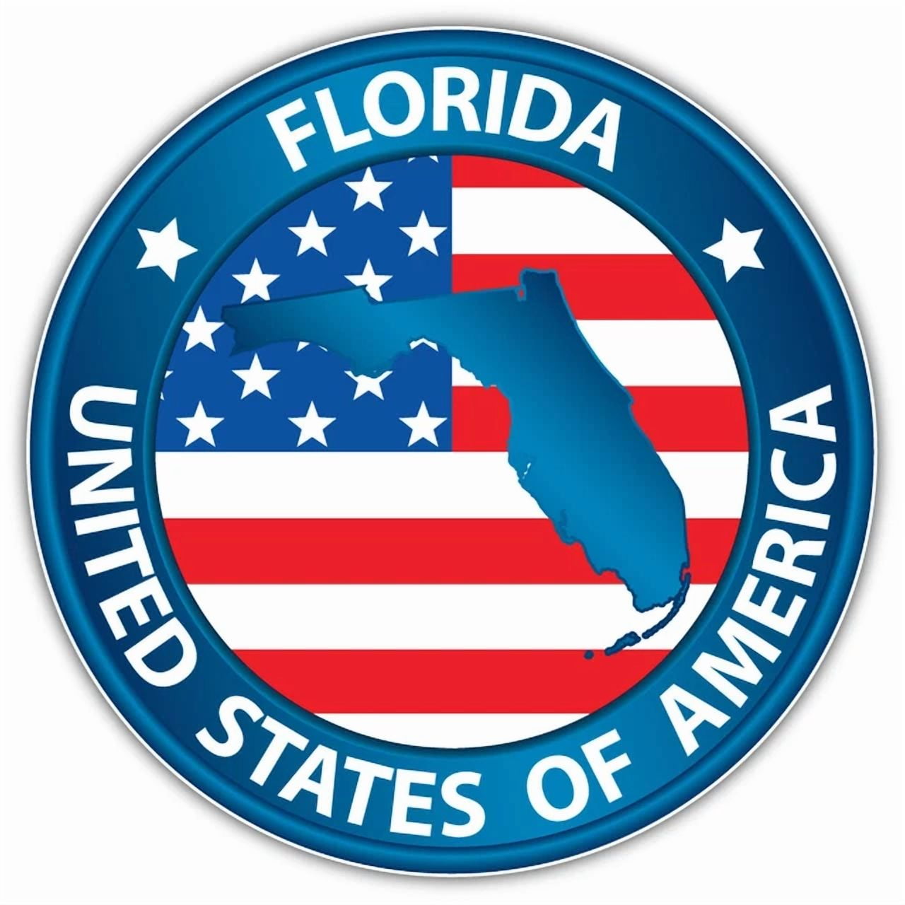 DOPASTICKER Florida Usa State Map Blue Emblem Car Sticker Phone Water ...