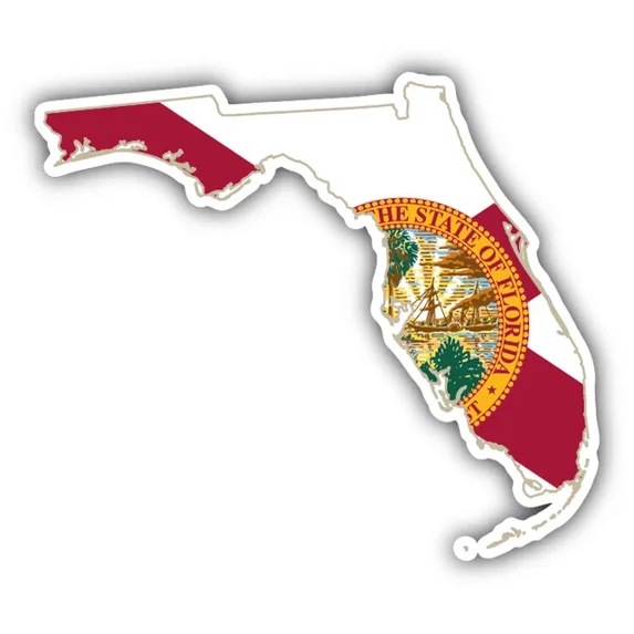 DOPASTICKER Florida Usa State Map Flag Sticker Decal Phone Decal Water ...