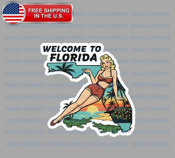 DOPASTICKER Florida Vintage Retro Sticker Souvenir Travel B Pg Sticker ...