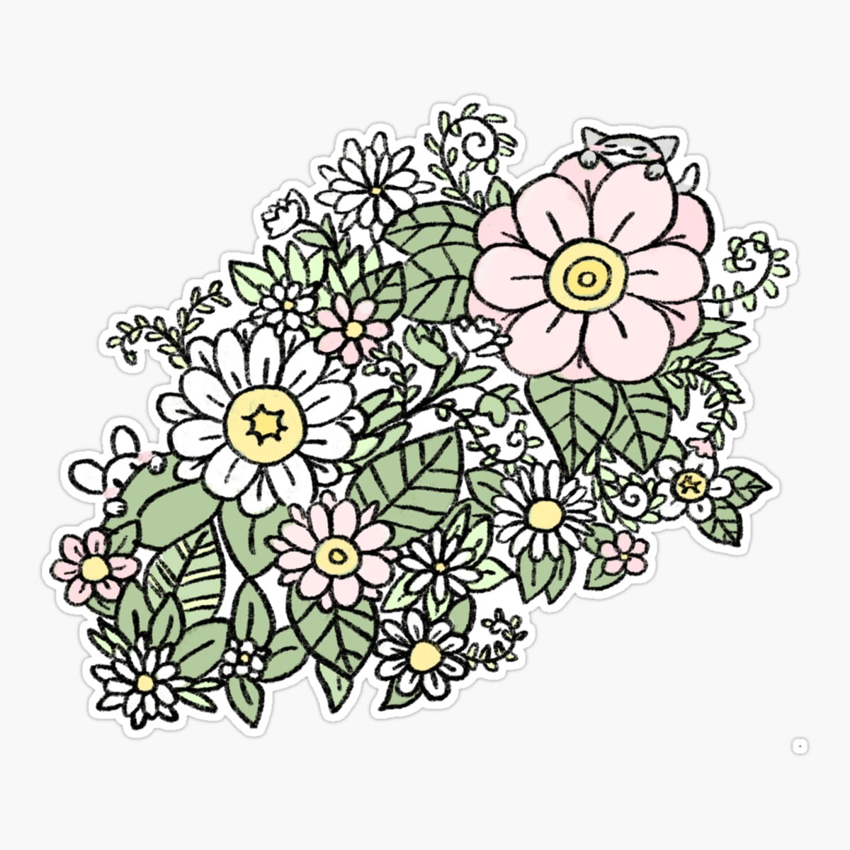 DOPASTICKER Flower Friends! Sticker, Phone Sticker Water Bottle Sticker ...