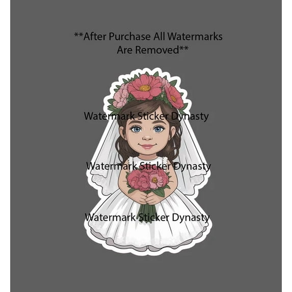 DOPASTICKER Flower Girl Sticker Wedding Marriage Love Floral Sticker ...