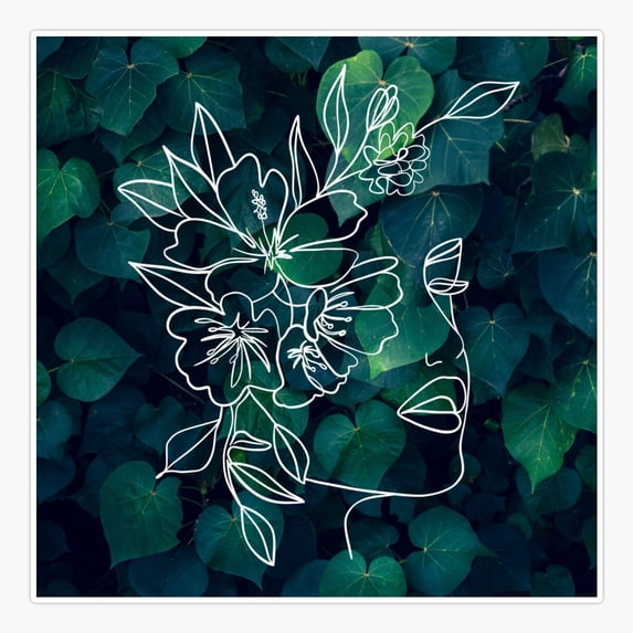 DOPASTICKER Flower Goddess And Ivy Green Dark Botanical Sticker, Phone ...