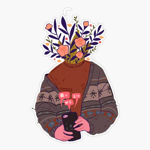 DOPASTICKER Flower Head Sticker, Phone Sticker Water Bottle Sticker Car ...