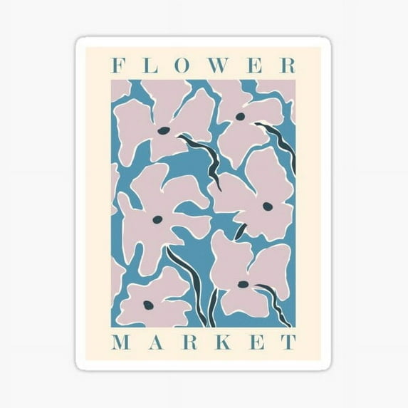 DOPASTICKER Flower Market, Neutral Botanical Art, Retro Print ...