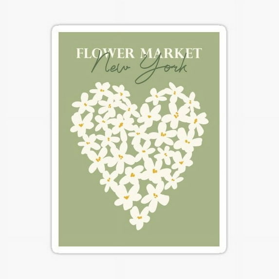 DOPASTICKER Flower Market, New York, Sage Green, Neutral Retro Print ...