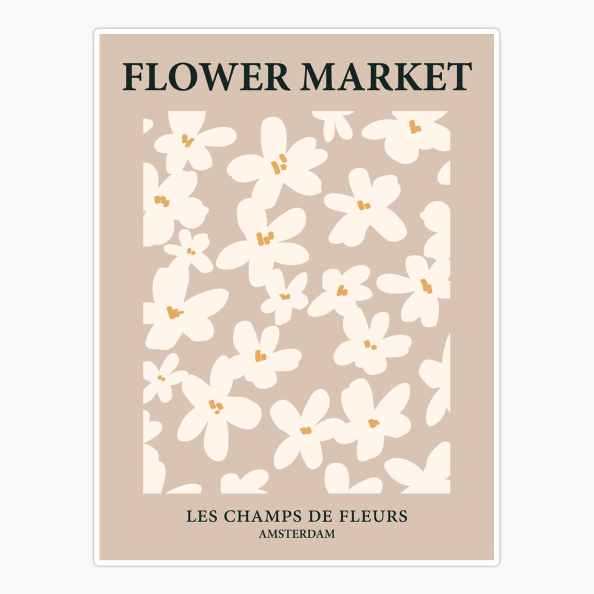 DOPASTICKER Flower Market Print, Amsterdam, Neutral Art Print, Beige ...