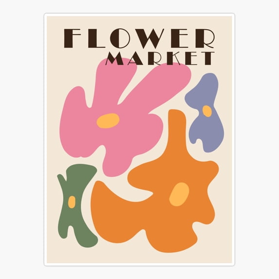 DOPASTICKER Flower Market Print, Colorful Retro Print, Indie Decor ...