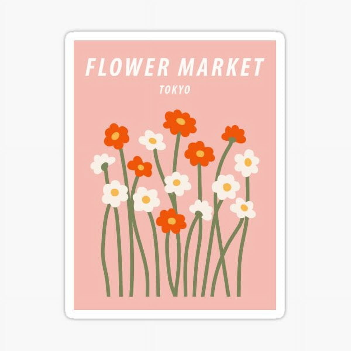 DOPASTICKER Flower Market, Tokyo, Chamomile, Daisy Art Print, Cute Pink ...