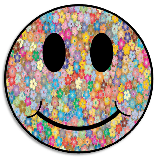 DOPASTICKER Flower Power Smiley Face Sticker, Floral Hippy Sixties ...