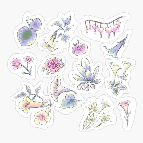 DOPASTICKER Flower Set Sticker, Phone Sticker Car Stickers, Birthday ...