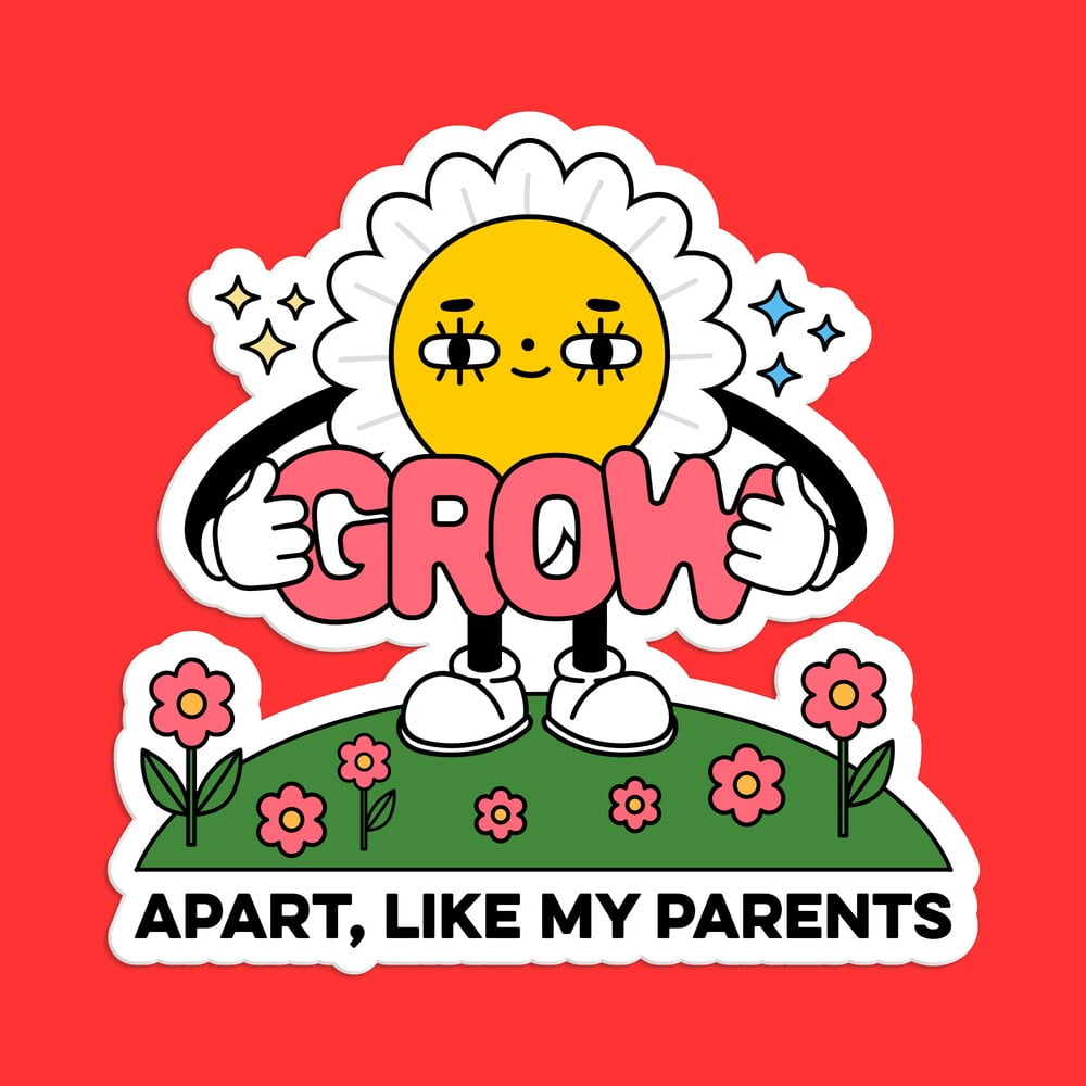 DOPASTICKER Flower Sticker - Daisy "Grow Apart" Design - Vintage ...