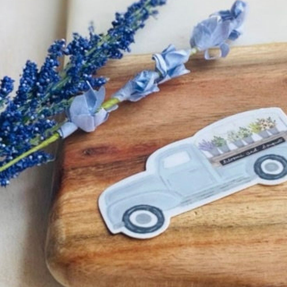 DOPASTICKER Flower Truck Sticker, Light Blue Flower Truck Phone Sticker ...