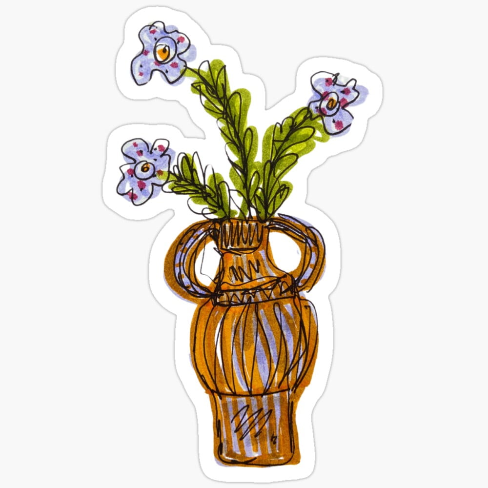 DOPASTICKER Flower Vase Sticker Phone Sticker, Latop Sticker, Lover ...