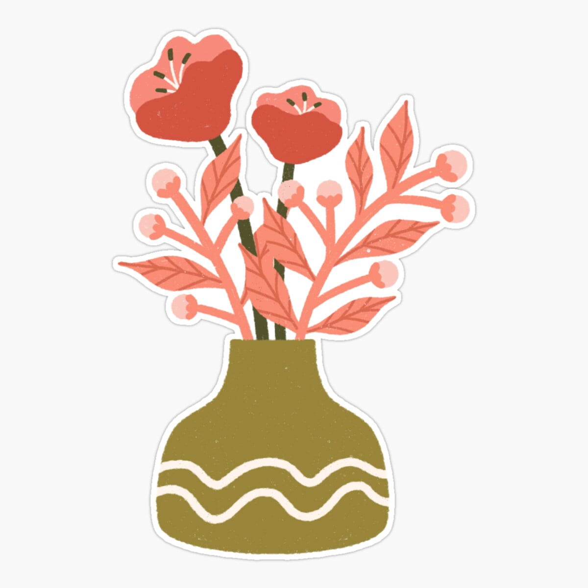 DOPASTICKER Flower Vase V.2 Sticker, Phone Sticker Water Bottle Sticker ...