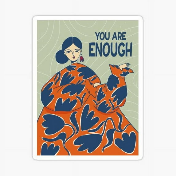 DOPASTICKER Flower Woman You Are Enough, Positive Affirmations, Se.Lf ...