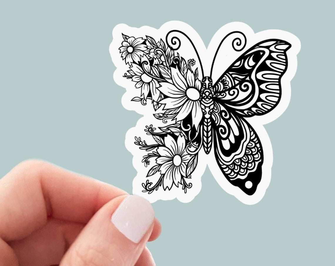 DOPASTICKER Flowering Butterfly Sticker, Butterfly Sticker, Planner ...