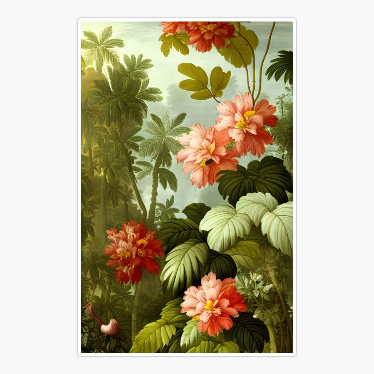 DOPASTICKER Flowers In A Tropical Garden. Sticker, Phone Sticker Car ...