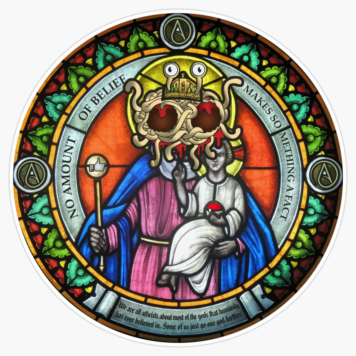 DOPASTICKER Flying Spaghetti Monster Stain Glwindow Sticker, Phone ...