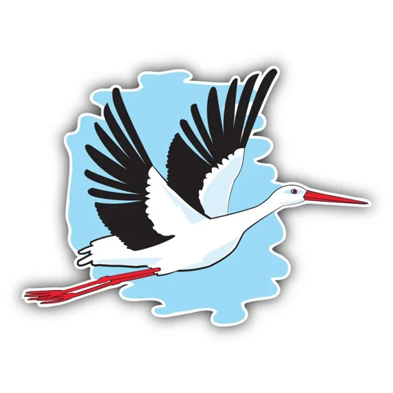 DOPASTICKER Flying Stork Sticker Decal Phone Decal Water Bottle ...