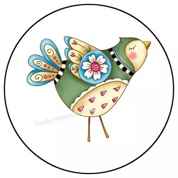 DOPASTICKER Folk Art Bird Stickers Favors Phone Decal Water Bottle ...