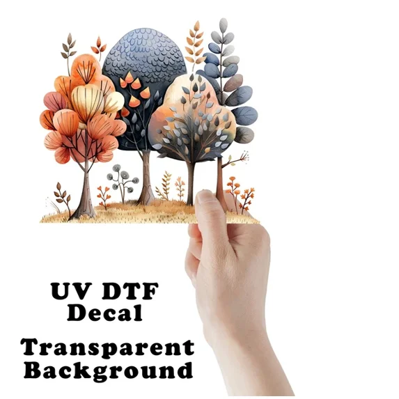 DOPASTICKER Folk Art Fall Trees Sticker - Design Preview Only ...