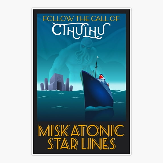 DOPASTICKER Follow The Call Of Cthulhu - Black Border Sticker, Phone ...