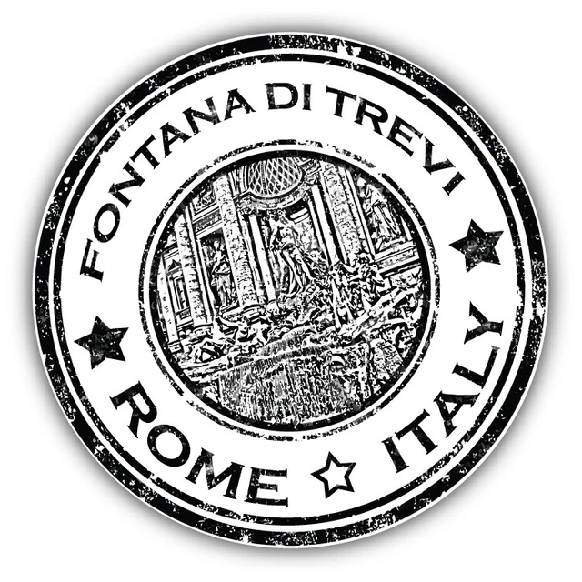 DOPASTICKER Fontana Di Trevi Italy Grunge Rubber Travel Sticker Decal ...