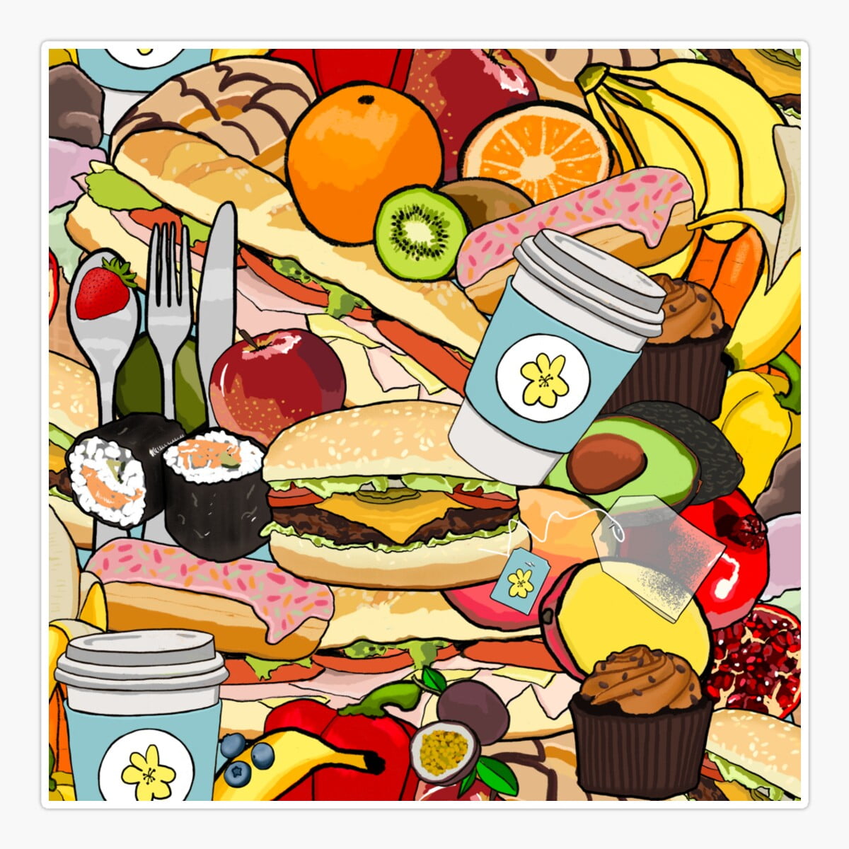 DOPASTICKER Food Frenzie Sticker, Phone Sticker Car Stickers, Birthday ...