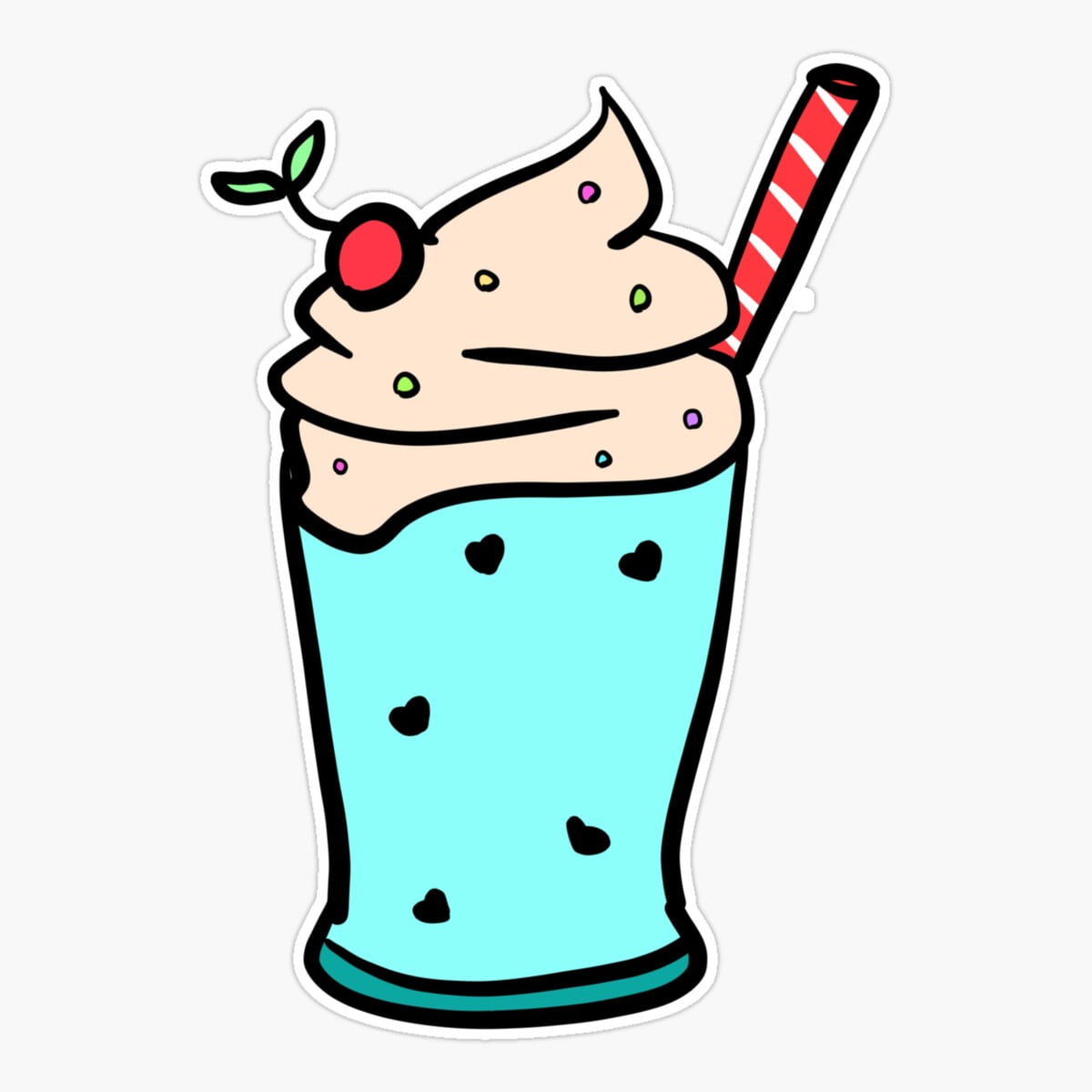 DOPASTICKER Food Icon Icy Cherry Milkshake Sticker, Phone Sticker Car ...