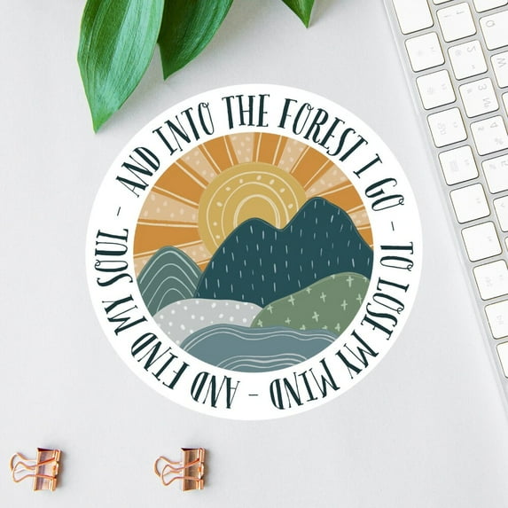DOPASTICKER And Into The Forest I Go Sticker, Boho Mountain Sunset ...