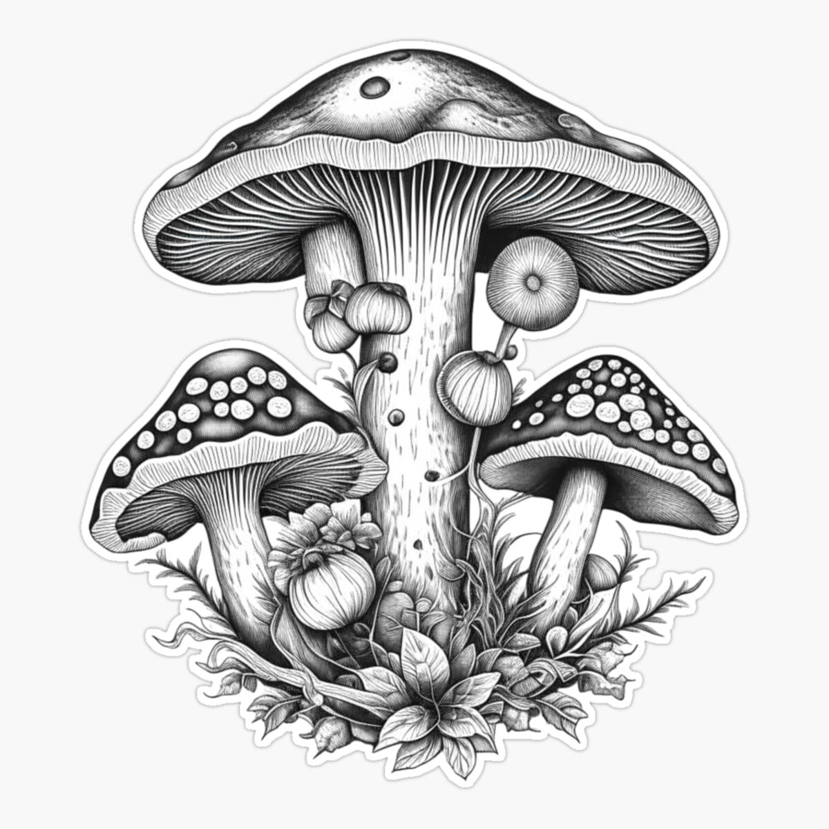 DOPASTICKER Forest Mushrooms Sticker, Phone Sticker Water Bottle ...