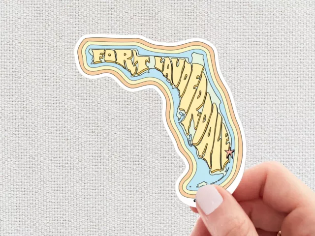 DOPASTICKER Fort Lauderdale Sticker, Retro Florida State Outline ...