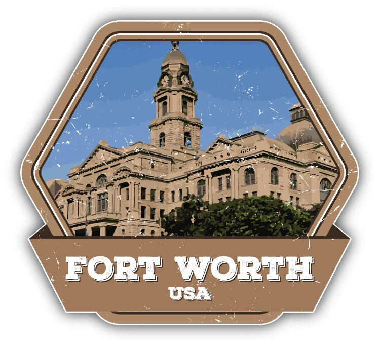DOPASTICKER Fort Worth City Usa Vintage Travel Label Car Bumper Sticker ...