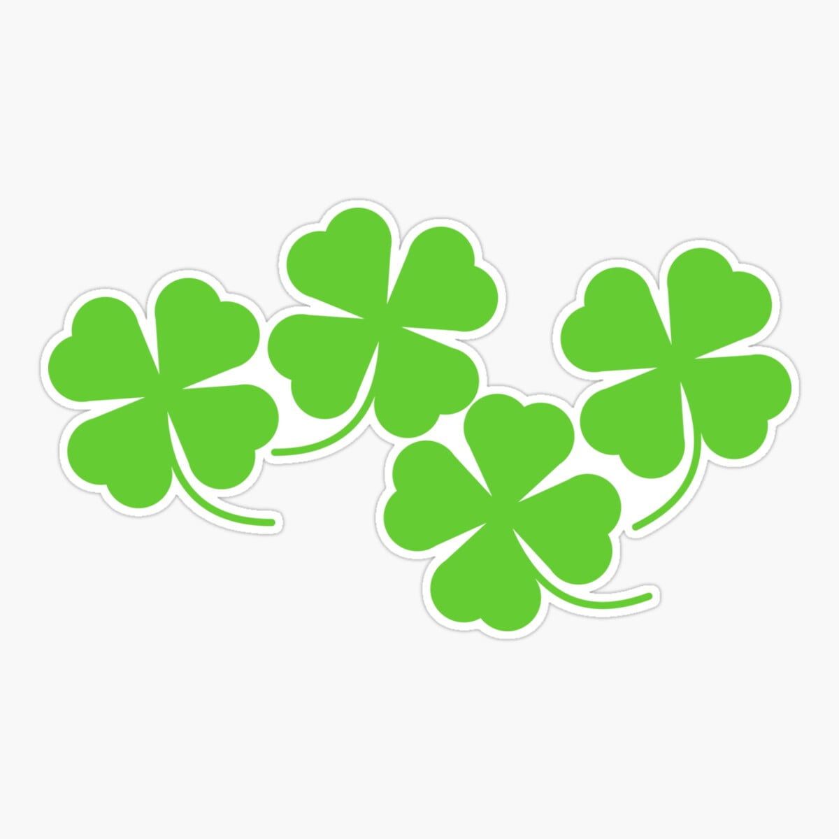 DOPASTICKER Four Leaf Lucky Clover Shamrock Clusters In Black ...