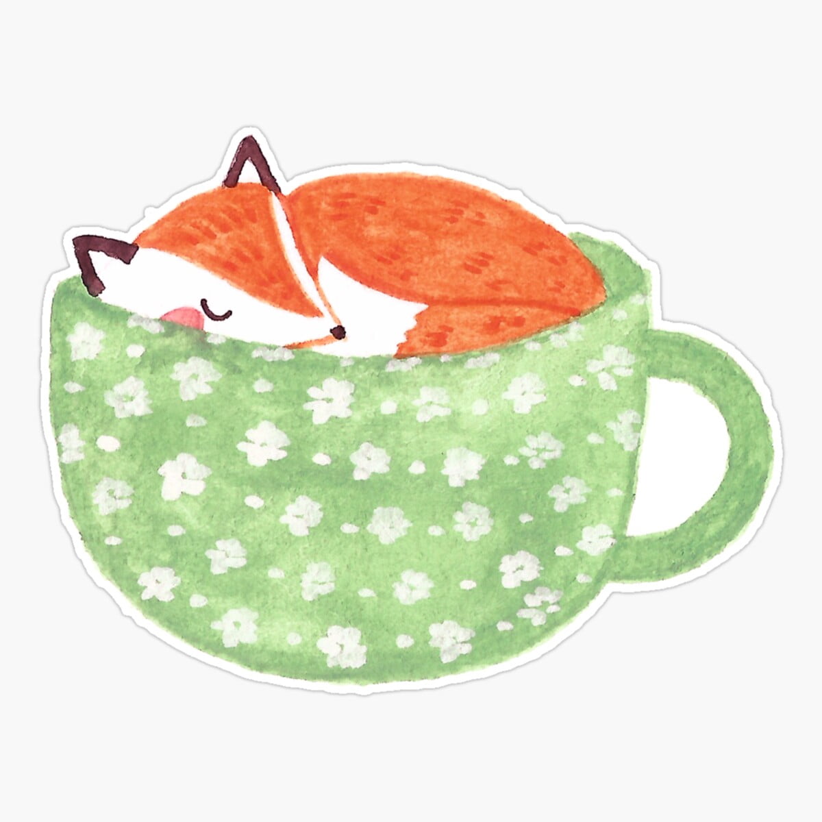 DOPASTICKER Fox In A Teacup Sticker, Phone Sticker Water Bottle Sticker ...